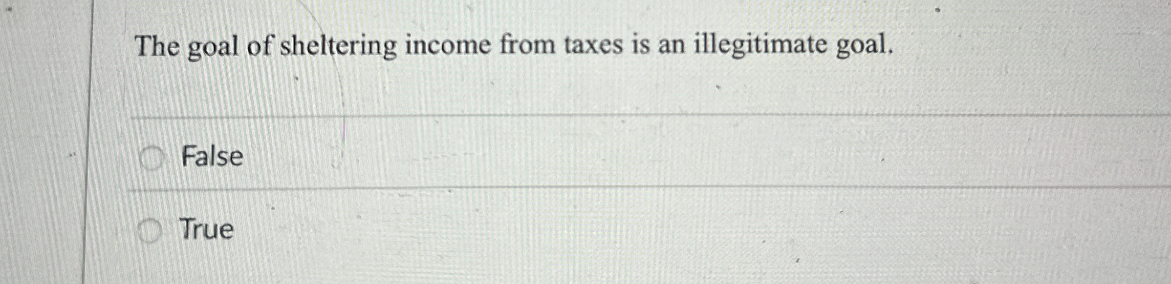 Solved The goal of sheltering income from taxes is an | Chegg.com