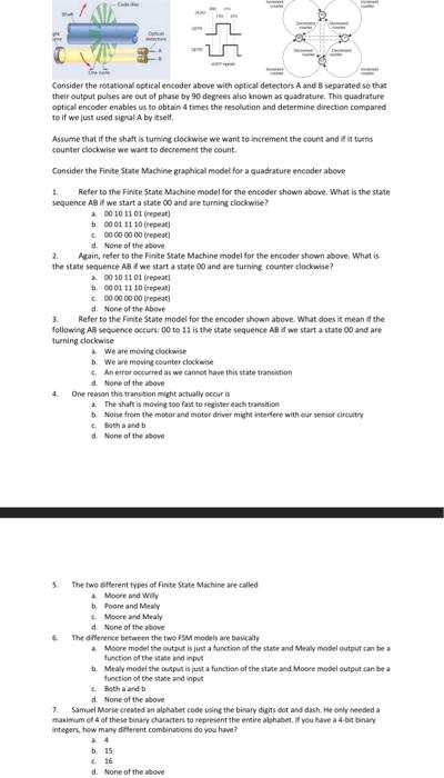 Consider the rotational optical encoder above with | Chegg.com