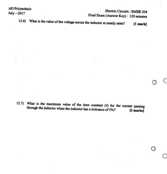Solved 12) Answer the sub-questions for the RL circuit shown | Chegg.com