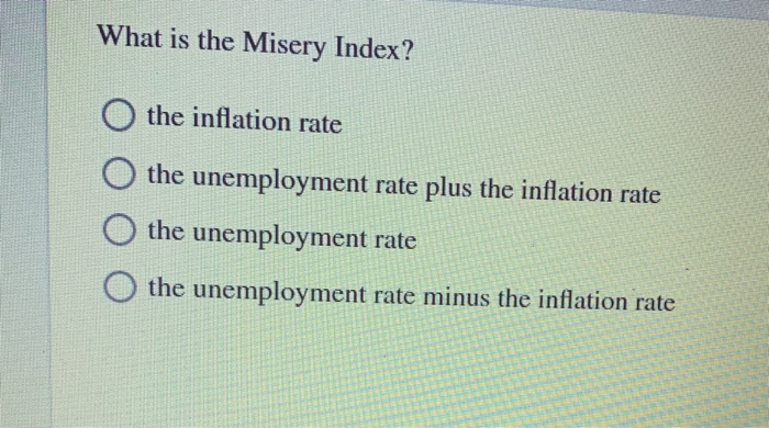 Solved What is the Misery Index? the inflation rate the | Chegg.com