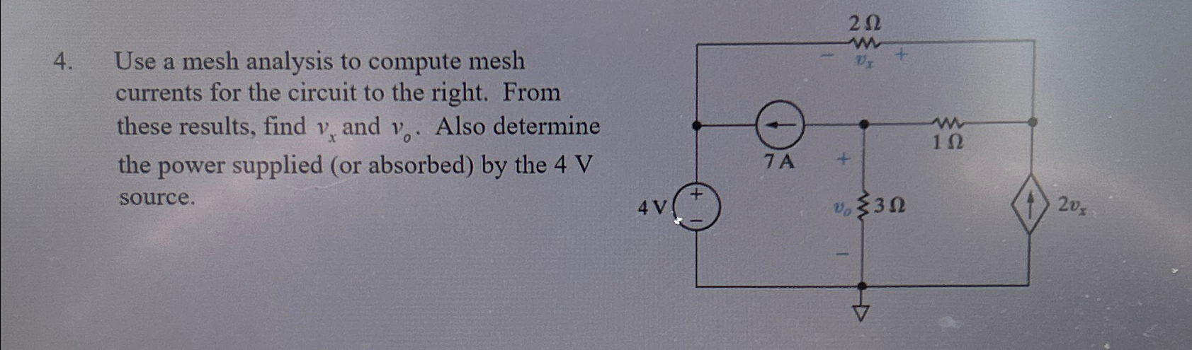 Solved Use a mesh analysis to compute mesh currents for the | Chegg.com