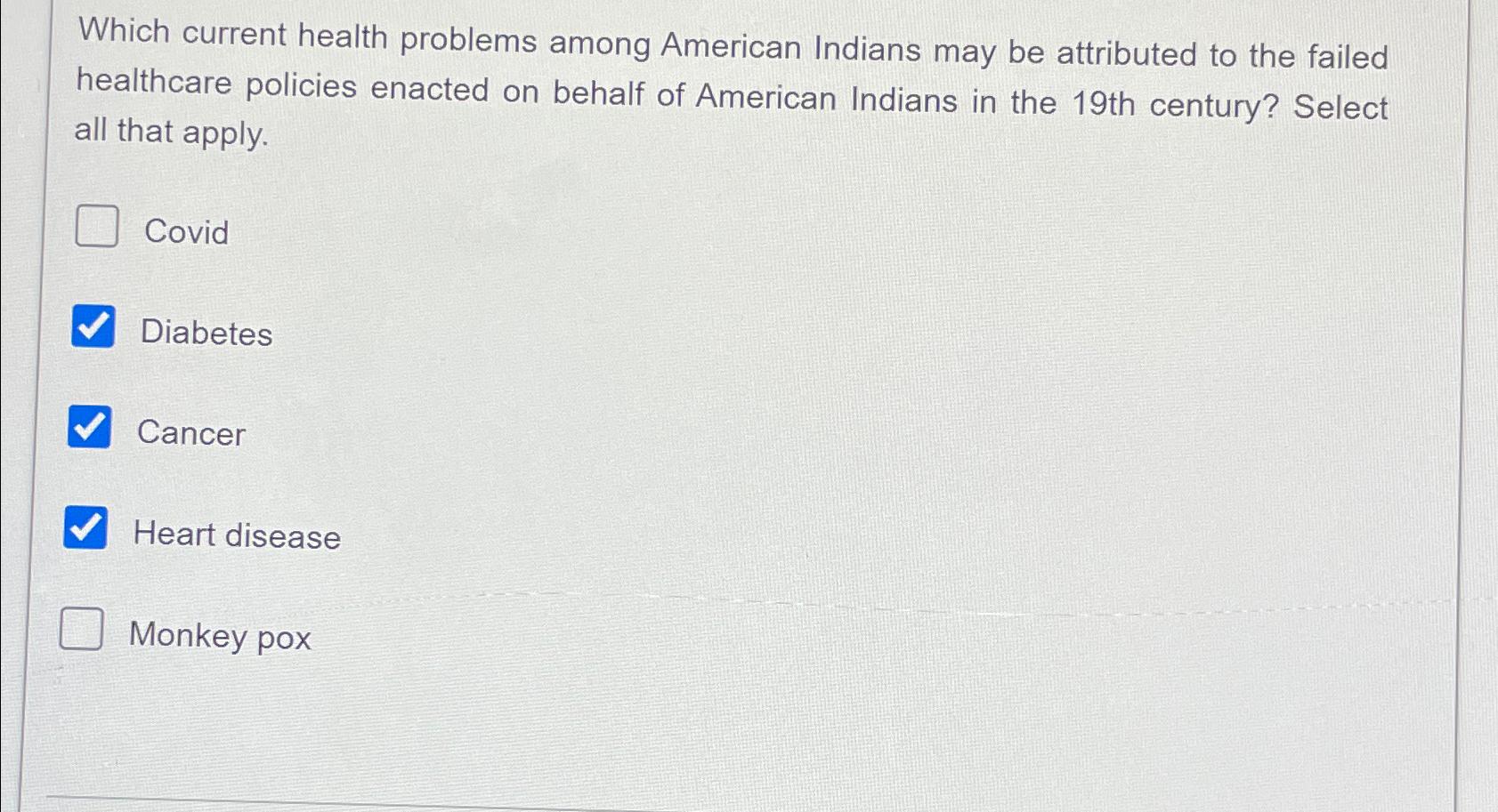 Solved Which current health problems among American Indians | Chegg.com