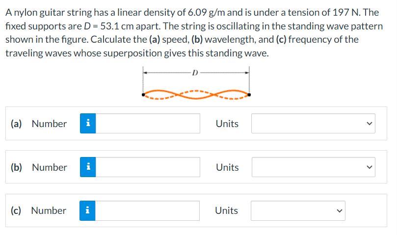 Solved by an EXPERT A nylon guitar string has a linear density of | Chegg.com