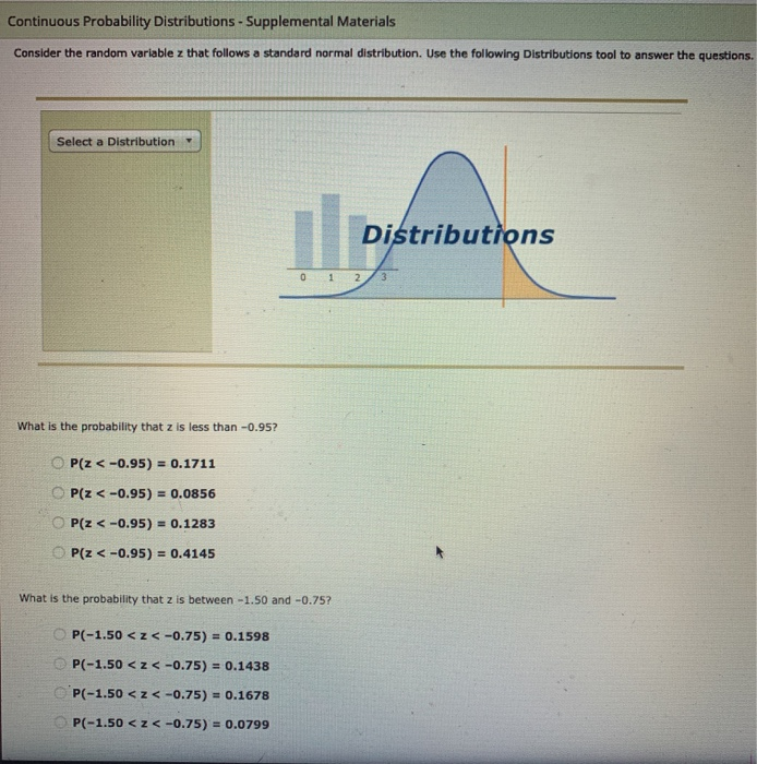 Solved Continuous Probability Distributions - Supplemental | Chegg.com