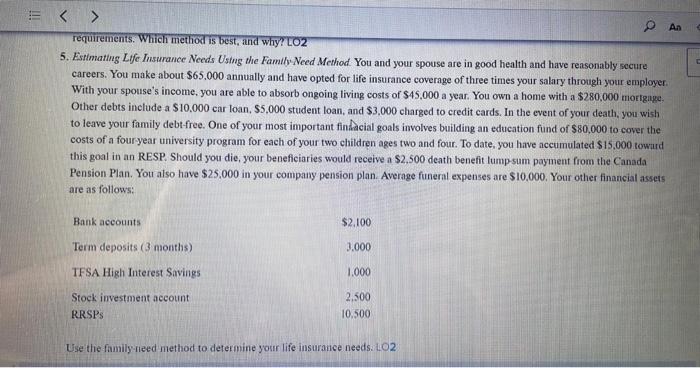 Solved An requirements. Which method is best, and why? | Chegg.com