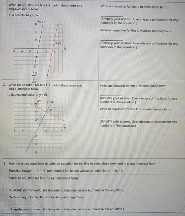 Solved Write an equation for line L in point-slope form. 1. | Chegg.com