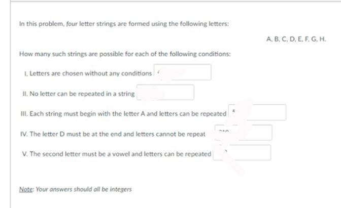 Solved In this problem, four letter strings are formed using | Chegg.com