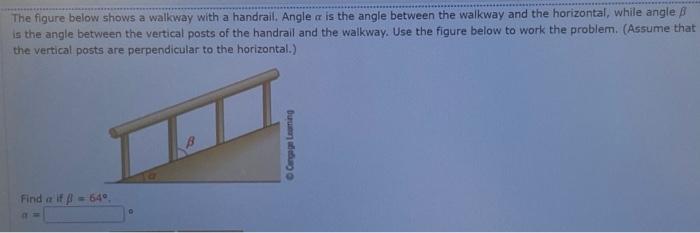 Solved The figure below shows a walkway with a handrail. | Chegg.com