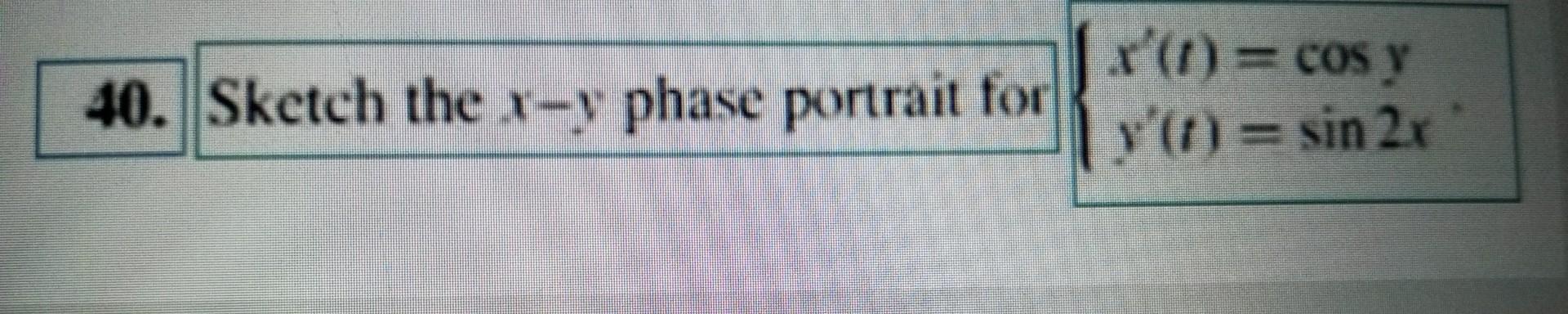 Solved {x′(t)=cosyy′(t)=sin2x | Chegg.com
