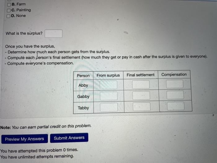 Solved (point) Use the Equitability Method to determine the | Chegg.com
