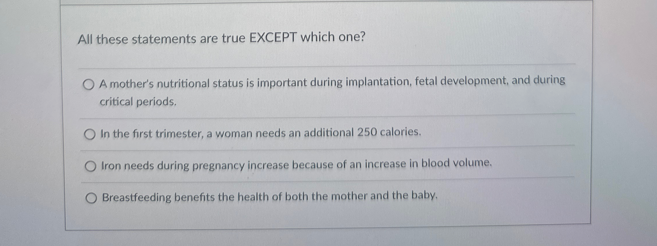 Solved All these statements are true EXCEPT which one?A | Chegg.com
