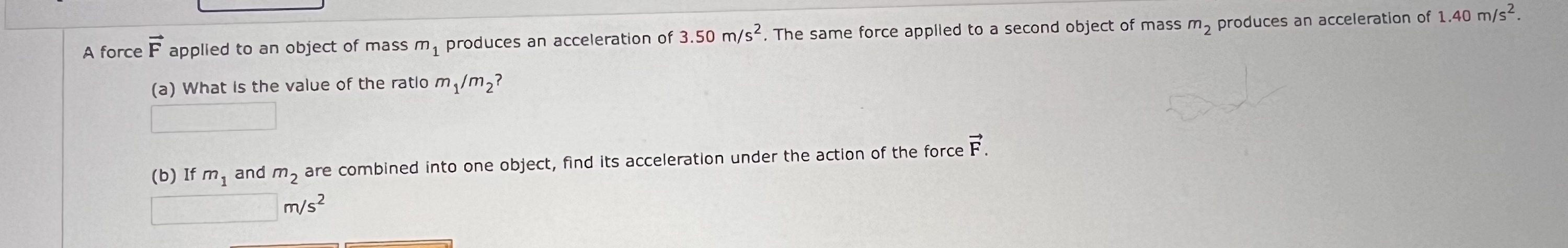 Solved A force vec(F) ﻿applied to an object of mass m1 | Chegg.com