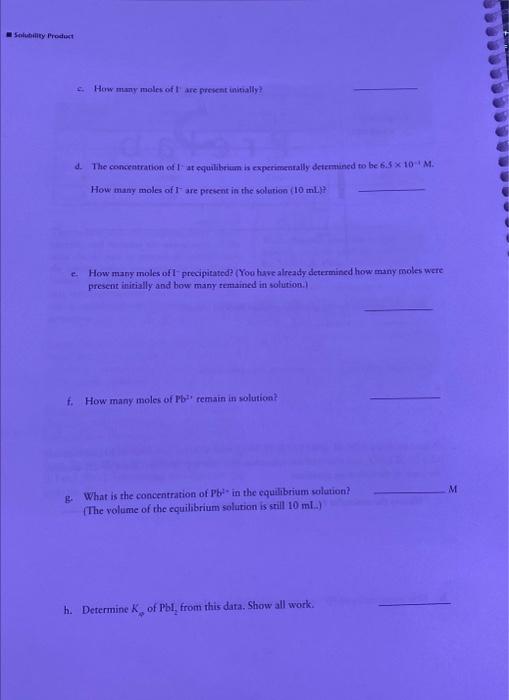 Solved 2. A student mixed 4.00 mL of 0.0120MPb(NO3)2 with | Chegg.com