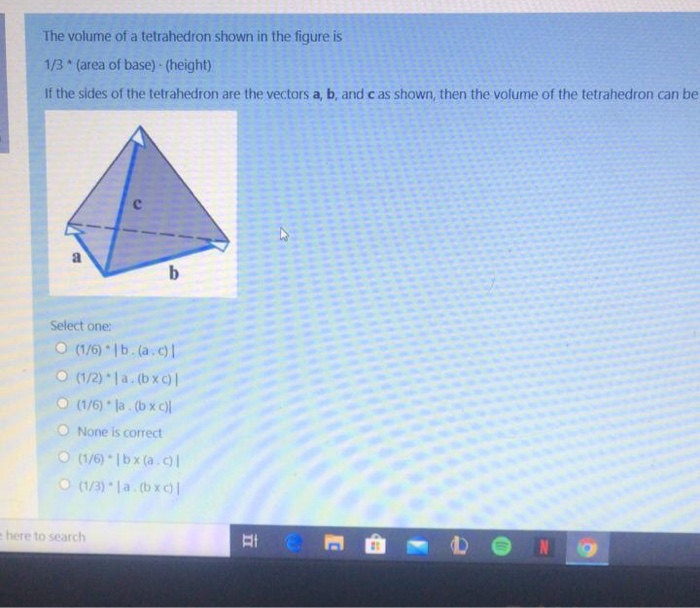 Solved The volume of a tetrahedron shown in the figure is | Chegg.com