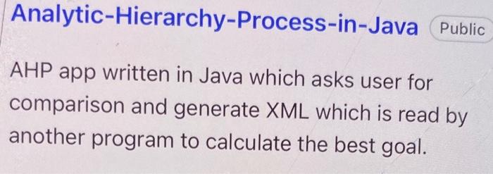 Solved Analytic-Hierarchy-Process-in-Java AHP app written in | Chegg.com
