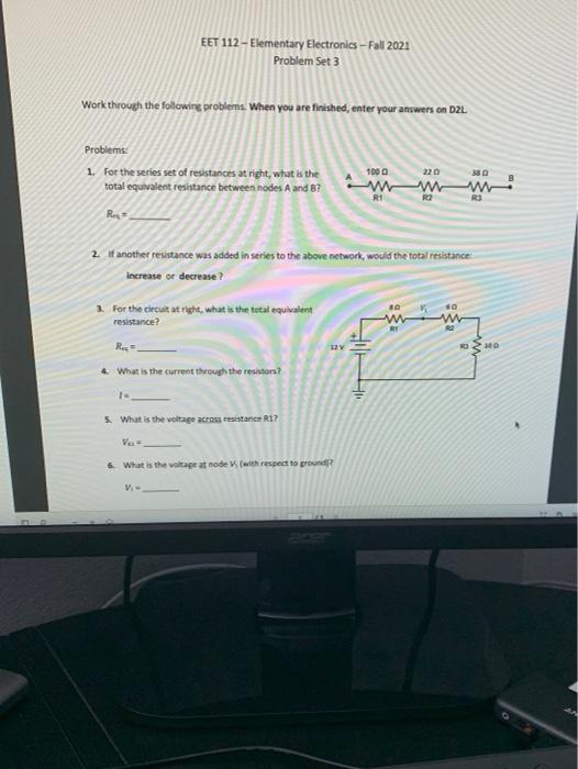 Solved EET 112 - Elementary Electronics - Fall 2021 Problem | Chegg.com
