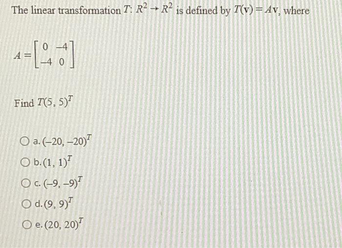 Solved The linear transformation T:R2→R2 is defined by | Chegg.com