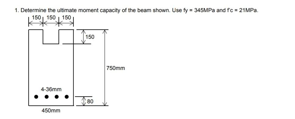 Solved 1. Determine the ultimate moment capacity of the beam | Chegg.com