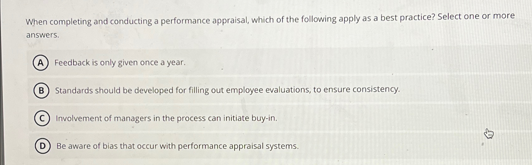 Solved When completing and conducting a performance | Chegg.com