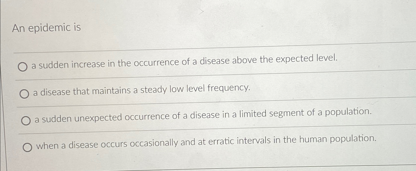 Solved An epidemic isa sudden increase in the occurrence of | Chegg.com