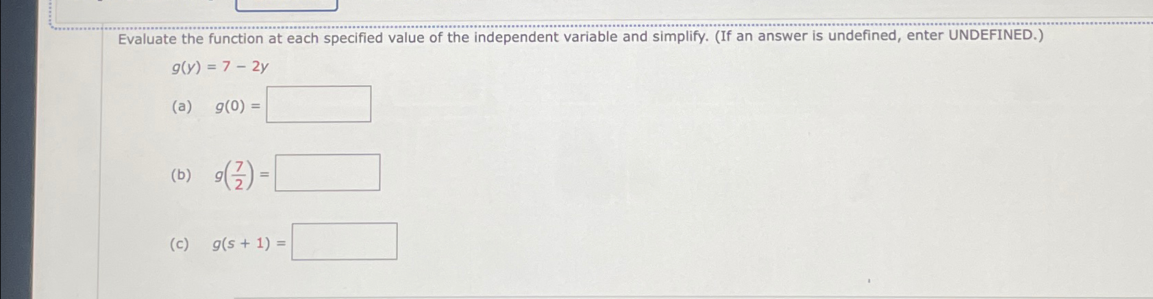 Solved Evaluate the function at each specified value of the | Chegg.com