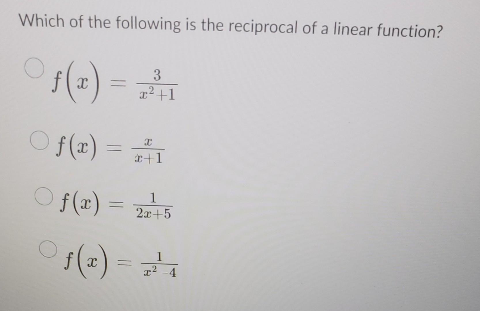 Solved Which of the following is the reciprocal of a linear | Chegg.com