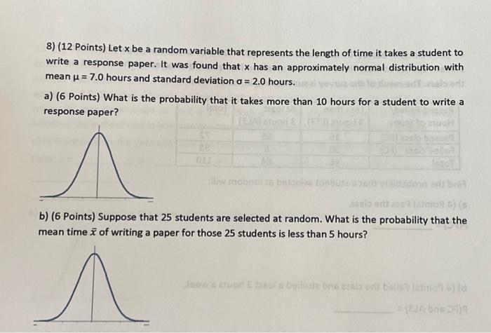 Solved 8) (12 Points) Let x be a random variable that | Chegg.com