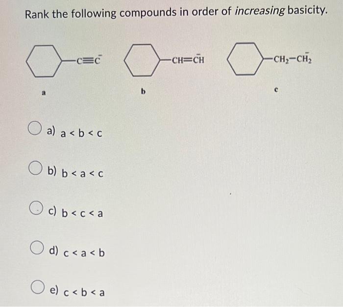 Solved Rank the following compounds in order of increasing | Chegg.com