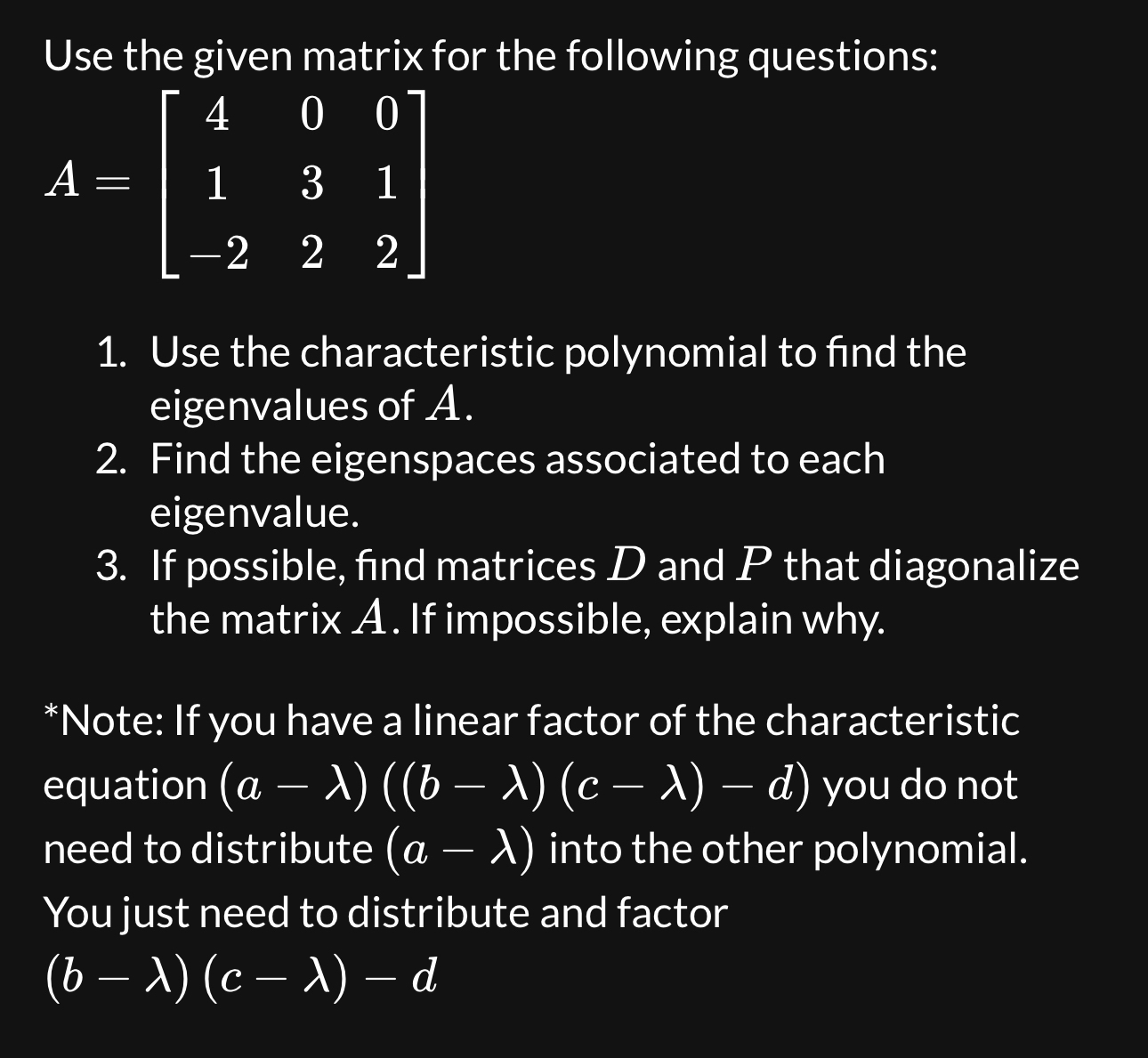 Solved Use the given matrix for the following | Chegg.com