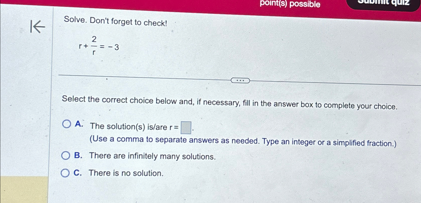 Solved point(S) ﻿possibleSolve. Don't forget to | Chegg.com