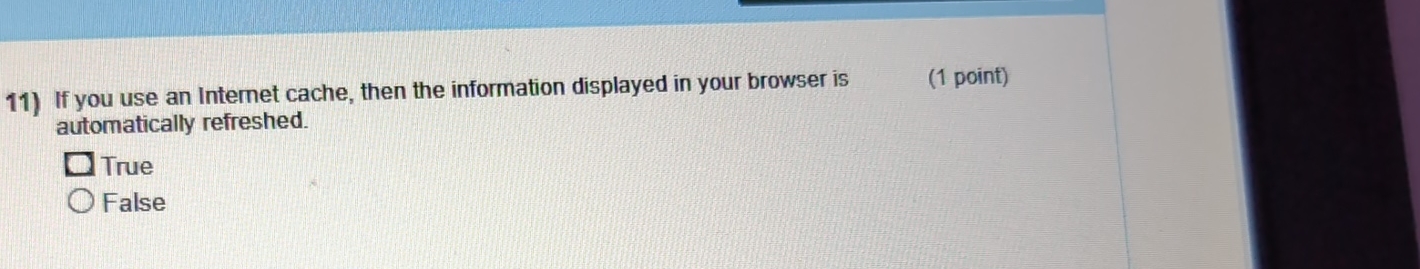 Solved If you use an Internet cache, then the information | Chegg.com