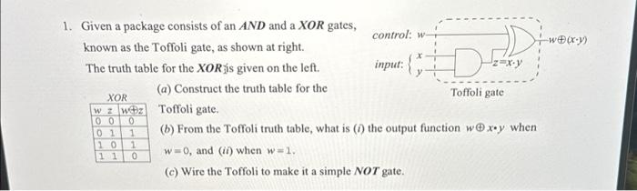 Solved 1. Given a package consists of an AND and a XOR | Chegg.com