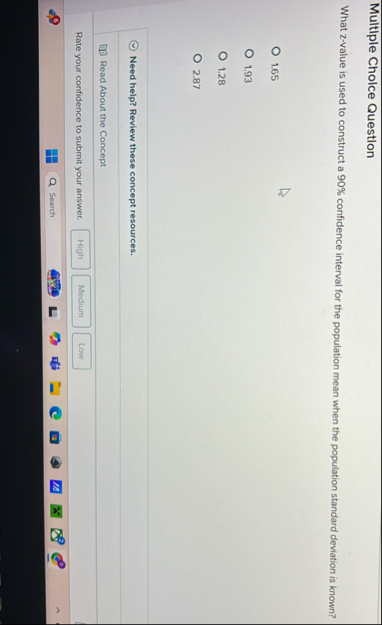 Solved Multiple Cholce QuestionWhat z -value is used to | Chegg.com