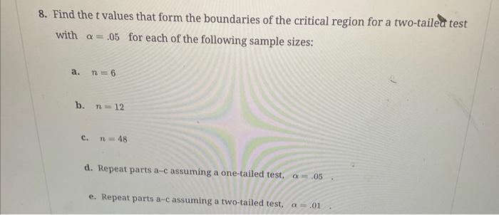 Solved Find the t value that form the boundaries of the | Chegg.com