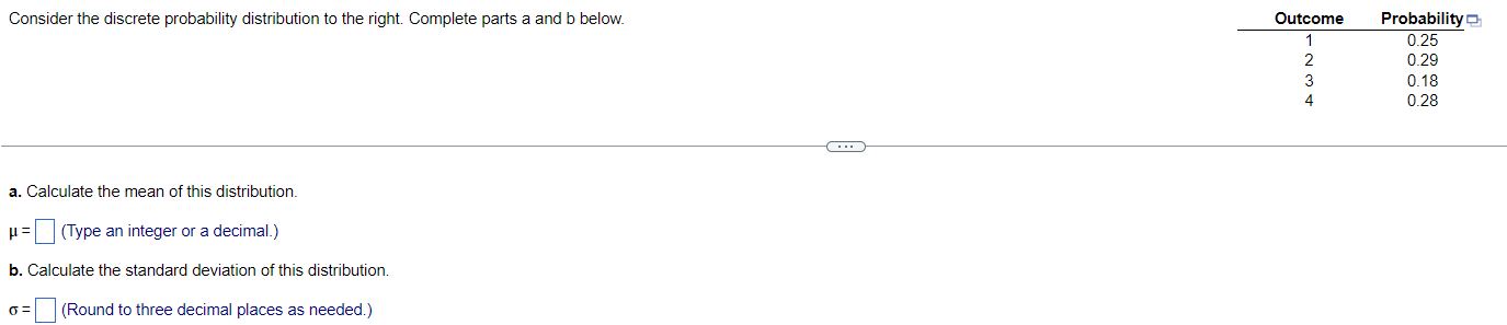 Solved Consider the discrete probability distribution to the | Chegg.com