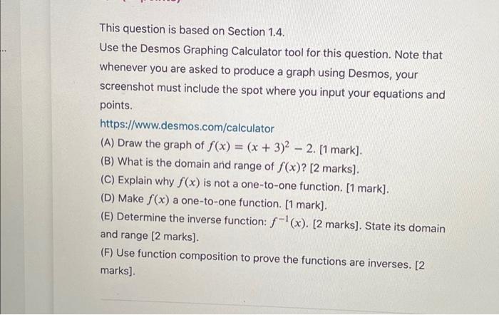 Solved This question is based on Section 1.4. Use the Desmos | Chegg.com