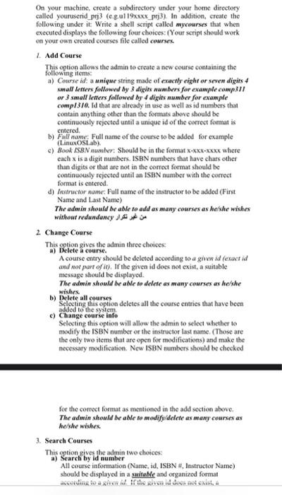 Solved On your machine, create a subdirectory under your | Chegg.com