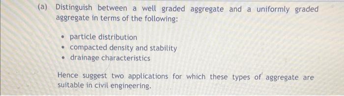 Solved (a) Distinguish between a well graded aggregate and a | Chegg.com