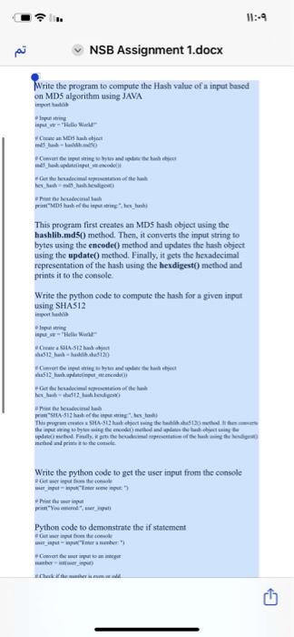 Solved Write the program to compute the Hash value of a | Chegg.com