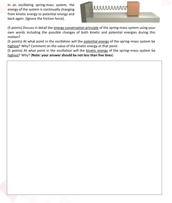 Solved In an oscillating spring-mass system, the energy of | Chegg.com