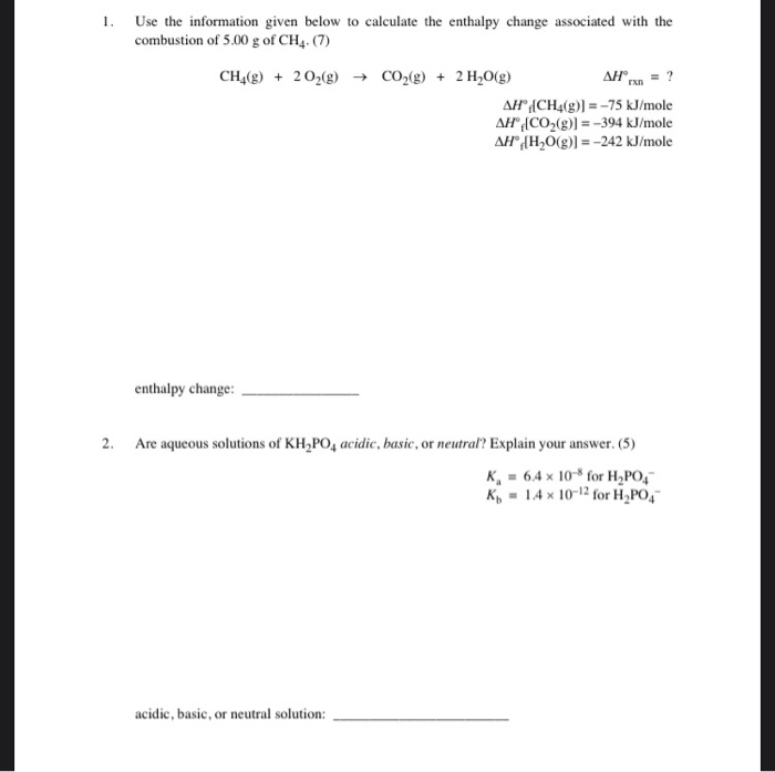 Solved question 1? enthalpy change question 2: is it basic, | Chegg.com