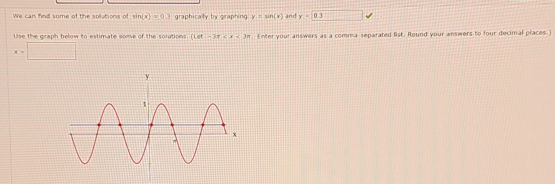 Solved We can find some of the solutions of sin(x)=0.3 | Chegg.com