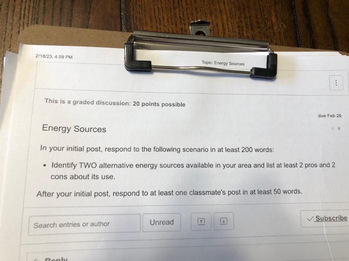 Solved Energy Sources In your initial post, respond to the | Chegg.com