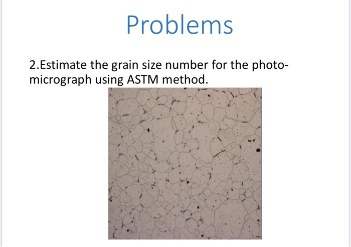 Solved Problems 2. Estimate the grain size number for the | Chegg.com