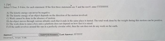 Solved 1. [3pt] Select T-True, F-False, for each statement, | Chegg.com
