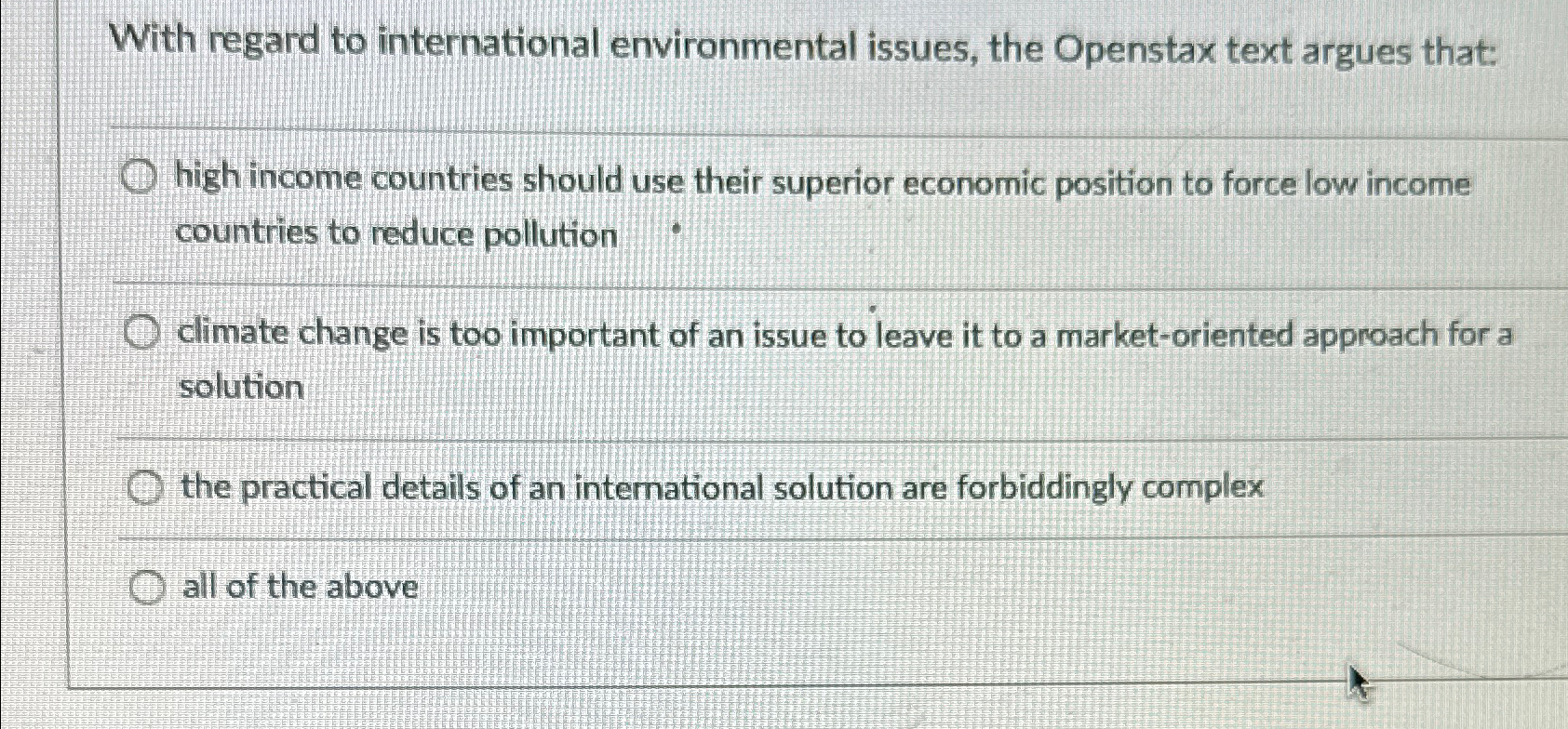 Solved With regard to international environmental issues, | Chegg.com