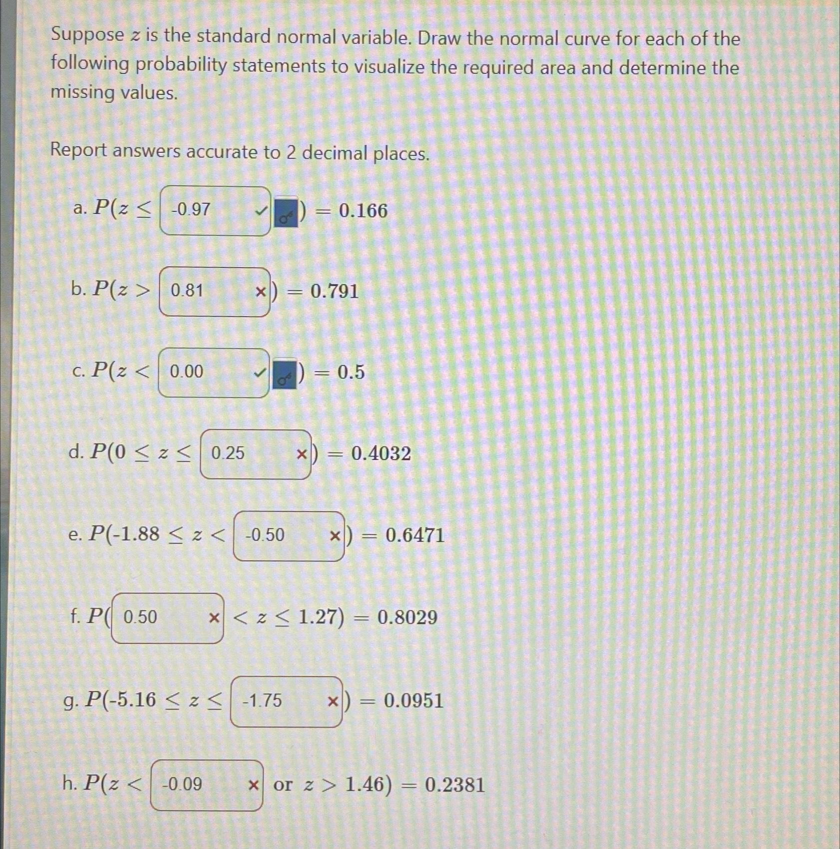 Solved Suppose z ﻿is the standard normal variable. Draw the | Chegg.com