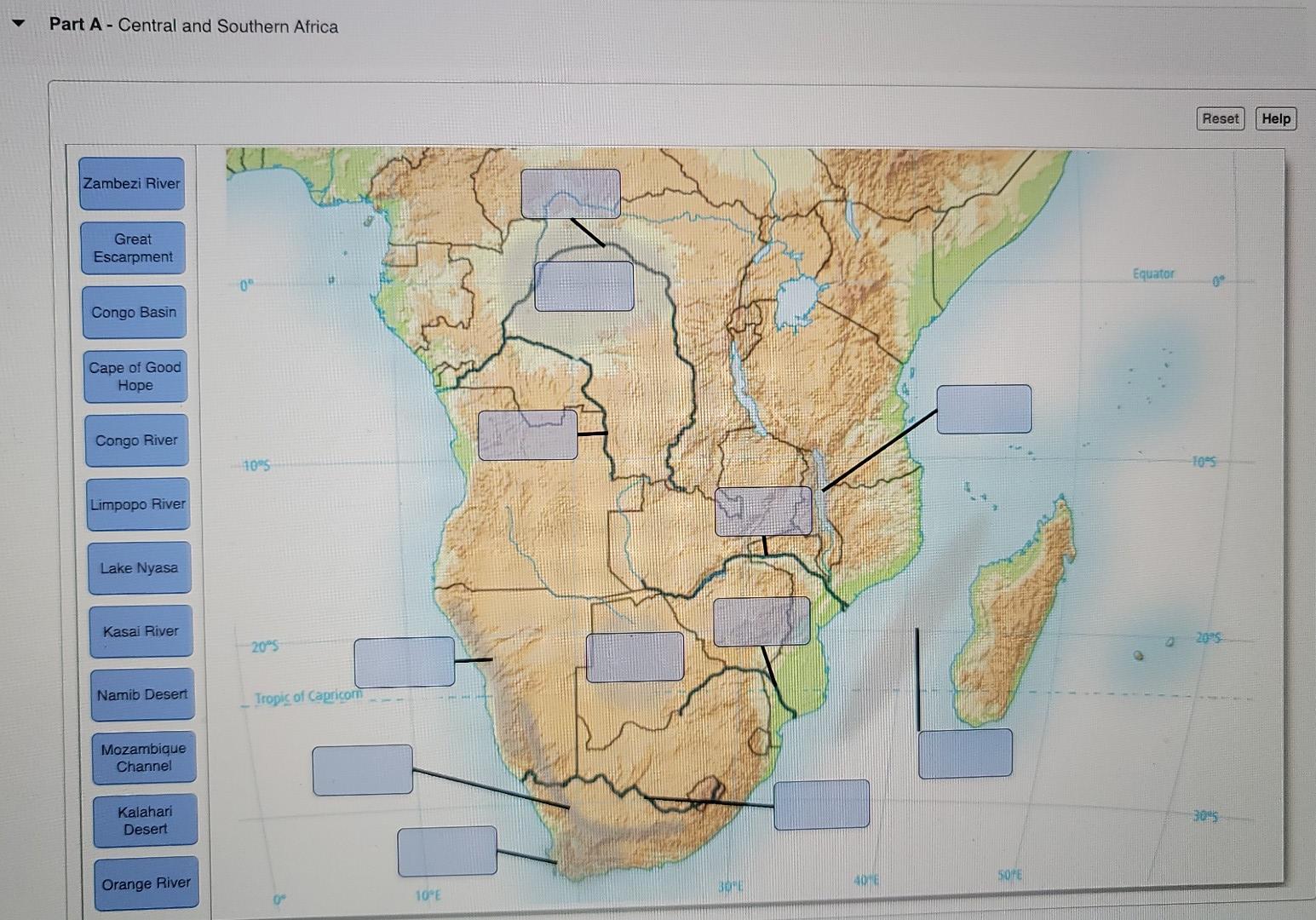 Solved Part A - Central and Southern Africa Reset Help | Chegg.com