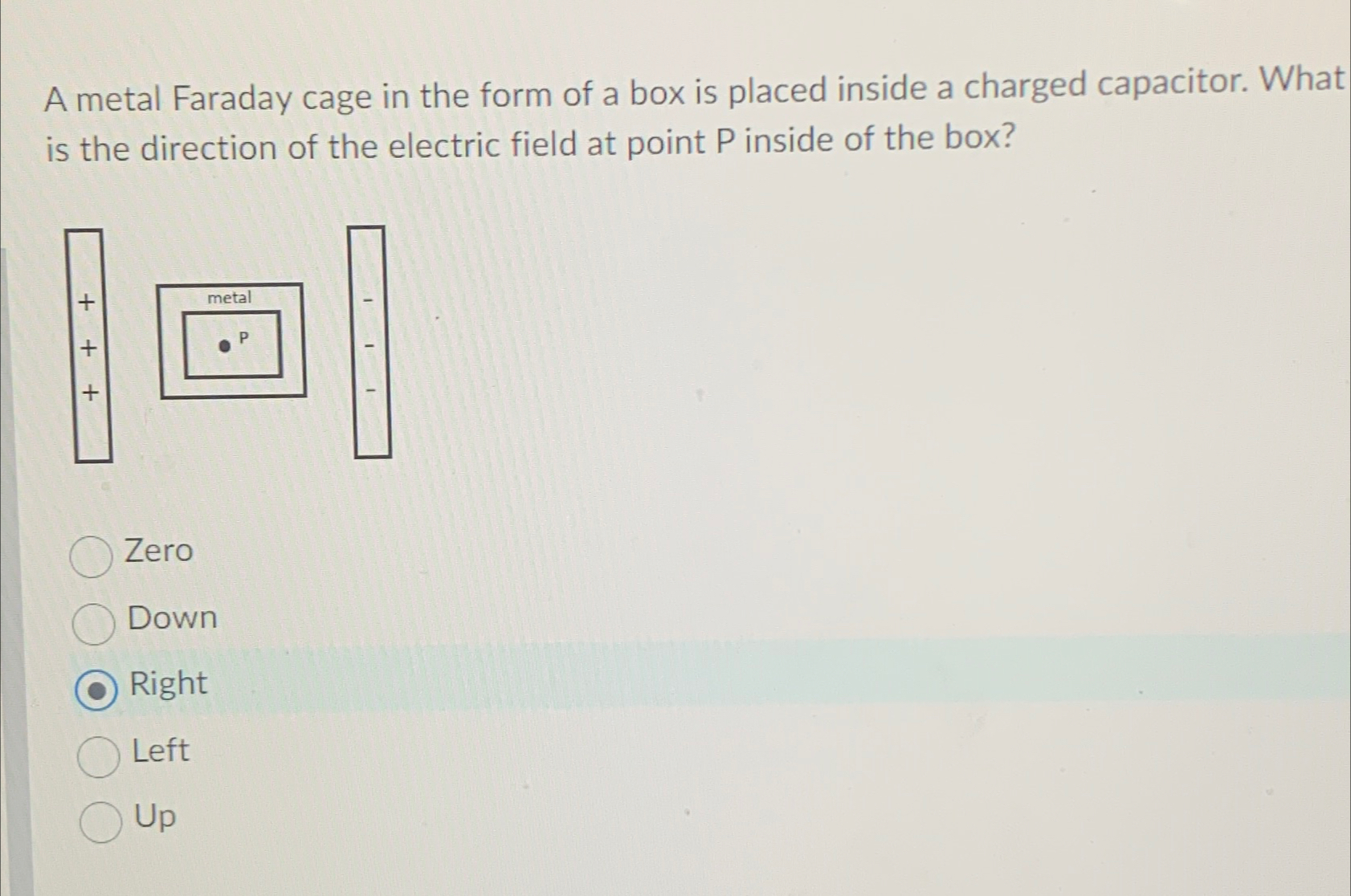Solved A metal Faraday cage in the form of a box is placed | Chegg.com