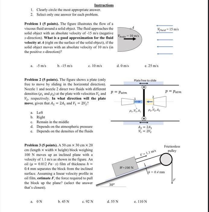 Solved Instructions 1. Clearly circle the most appropriate | Chegg.com